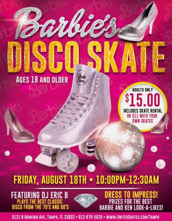 Barbie’s Pink Adult Disco Skate! | United Skates of America