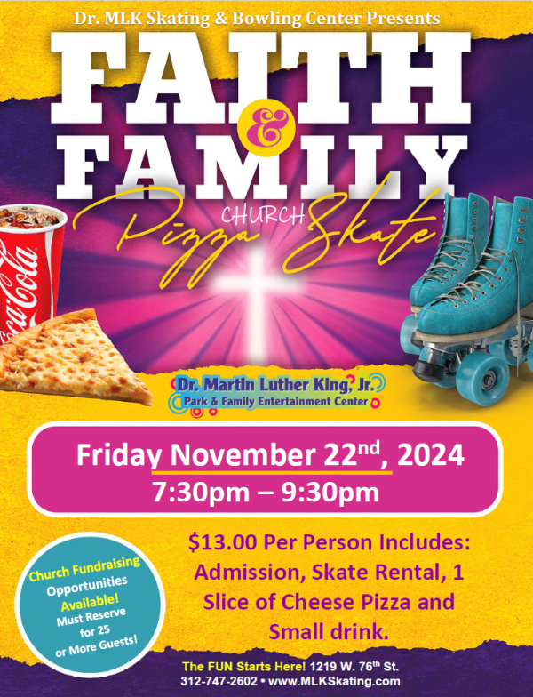 Faith & Family Church Pizza Skate or Bowl | MLK Skating
