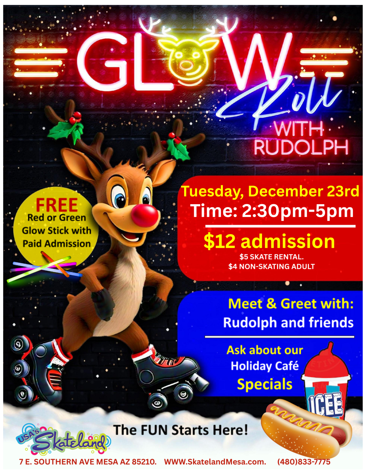 Glow Roll With Rudolph | Skateland Mesa