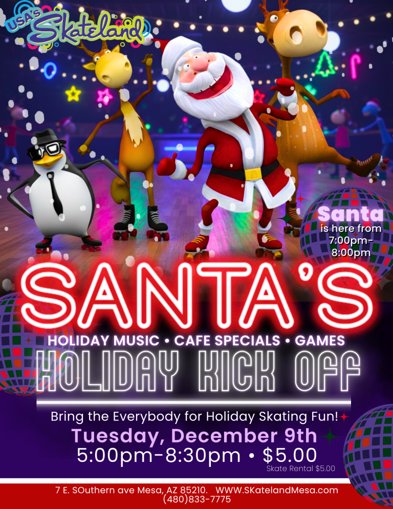 Santas Holiday Kickoff Skate | Skateland Mesa