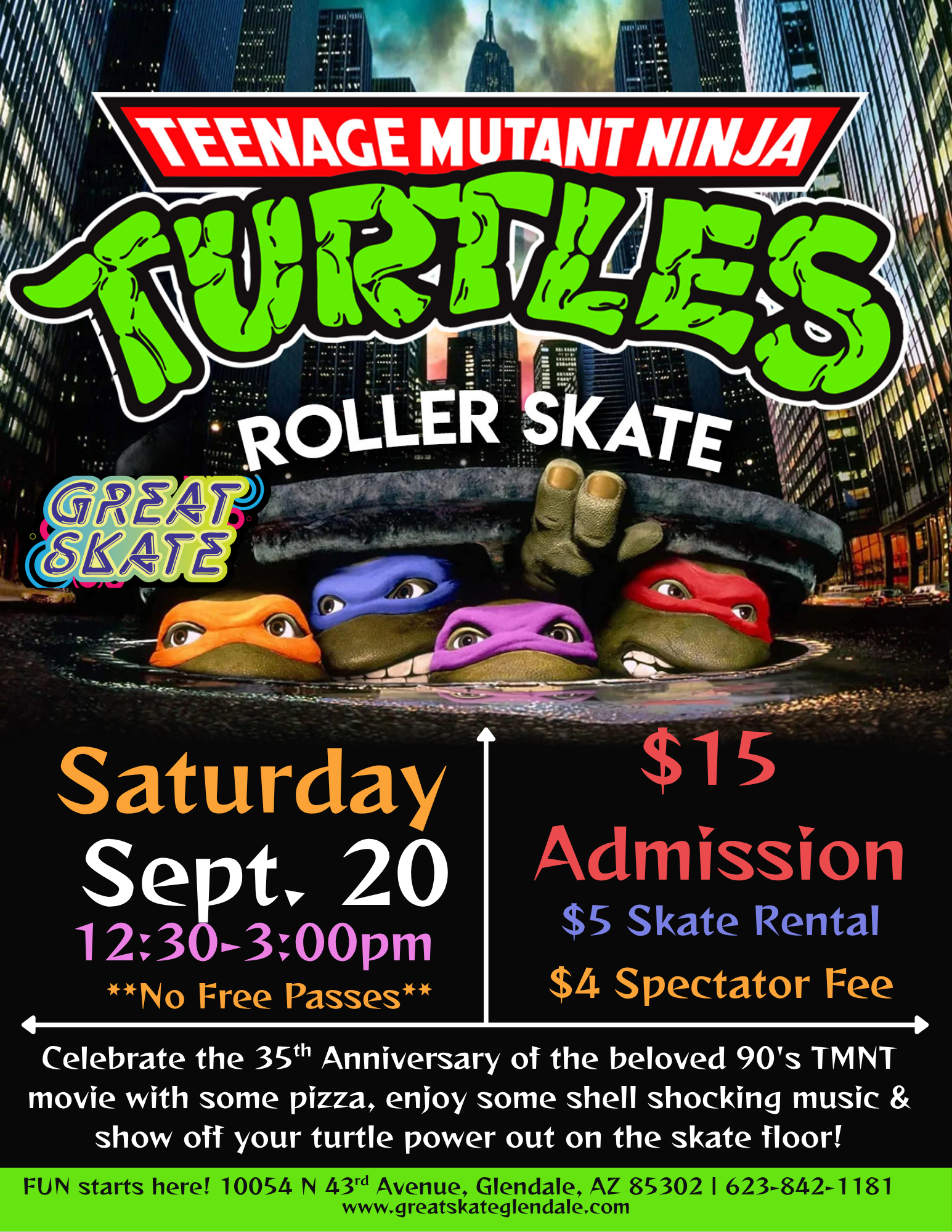 🐢 Teenage Mutant Ninja Turtles Roller Skate Party 🎉 | Great Skate