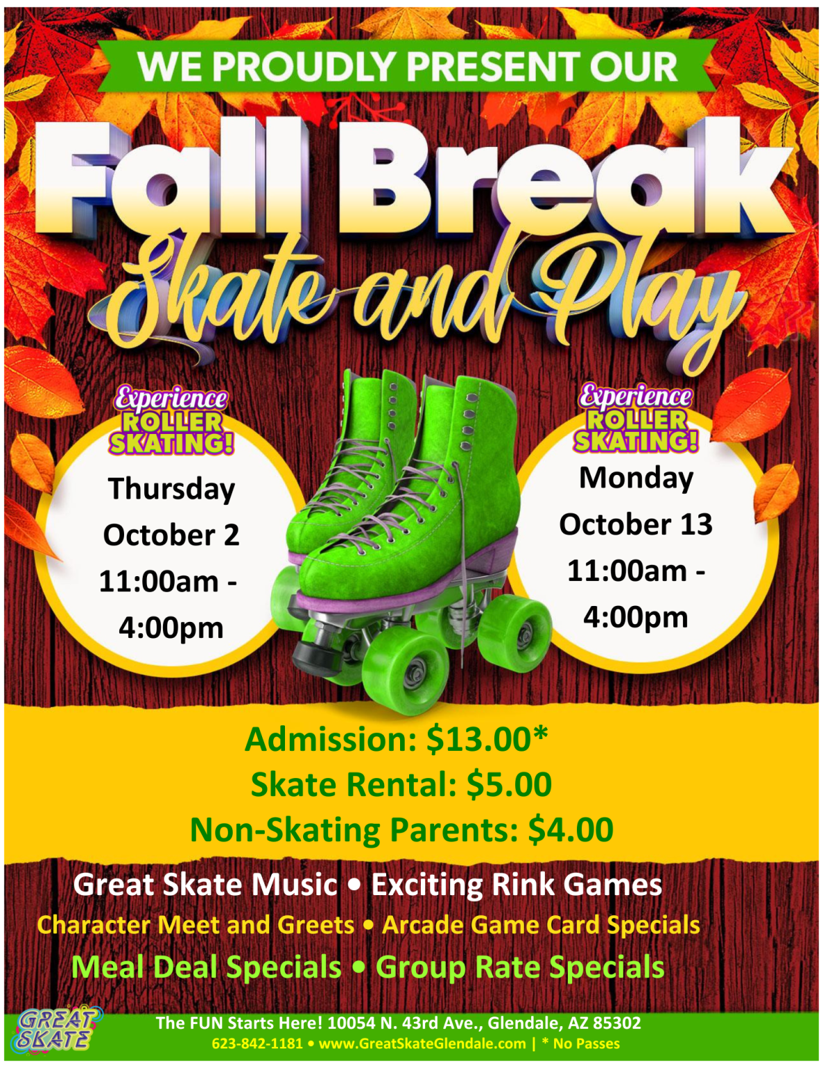 🍂 Fall Break Skate & Play – Extended Session | Great Skate