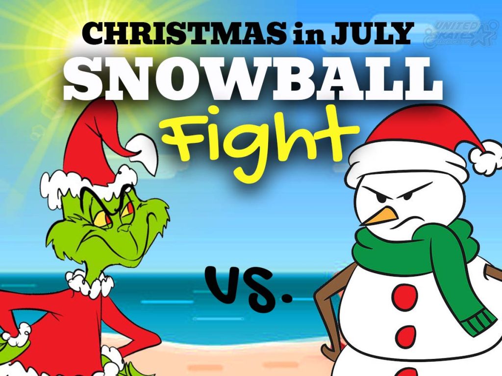 Snowman Vs. The Grinch Snowball Fight! | United Skates of America