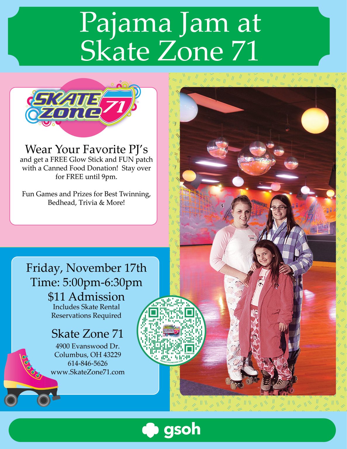 GIRL SCOUTS PAJAMA JAM AND FOOD DRIVE | Skate Zone 71